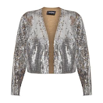 Dsquared2 Woll-Cardigan mit schimmernden Pailletten - - Knitwear - Damen - Grau - M