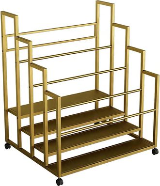 Generic Aufbewahrungsregal for Yogamatten Heimfitnessstudio-Regal mit Rollen Gro&szlig;es Ablagefach for Yogabl&ouml;cke Einfache Montage Platzsparend(Gold - Quadruple L