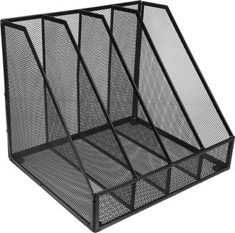 Lurrose Metall Mesh Dateiablage mit Fächern Schwarzer Schreibtisch Organizer für Dokumente Magazine und Bürobedarf Tisch Ablage zur Effizienten Aufbewahrung u
