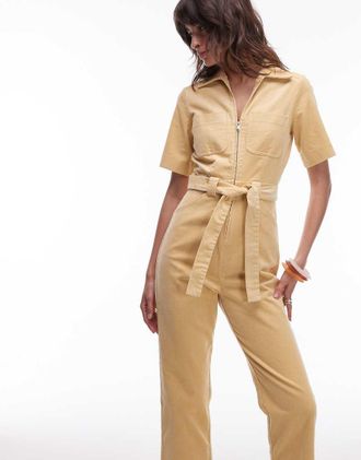 & Other Stories Jumpsuit in Buttermilchgelb mit G&uuml;rtel