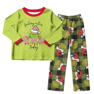 Generic Le Grinch Pyjama Noel Famille De Grinch Ensembles Adulte Homme Chaud Et Doux Noël Vetement Assorti Coton The Deguisement Pull Couple Bebe Enfant Femme