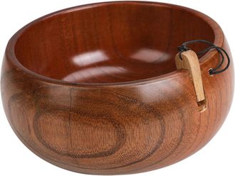 OSALADI Holzschale für Garnaufbewahrung Handgefertigte Garnschale mit Beweglichem Holzstopfen Glatt Polierte Oberfläche als Garnorganizer für Häkeln Stricken 