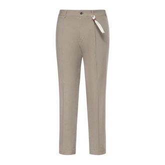 Santaniello Popeline Extralight Stretch Tinto Capo in Olandesina - - Trousers - Herren - Beige - M