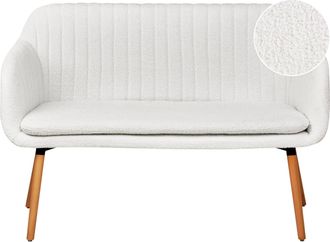 Beliani Modernes 2-Sitzer K&uuml;chensofa Boucl&eacute; Creme wei&szlig; mit Holzbeinen Taby