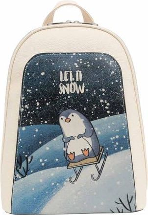 Dogo Women Vegan Leather Cream Backpack - Let it Snow Design