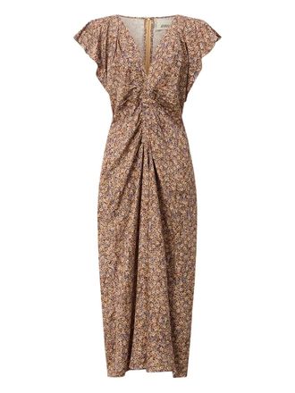 Isabel Marant robe mi-longue Lyndsay &agrave; volants - Marron