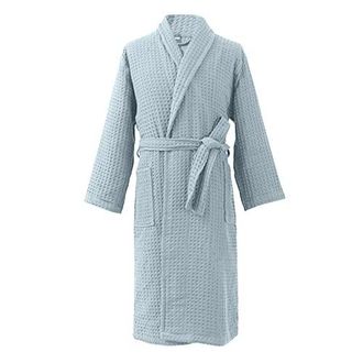 Generic Peignoir en nid dabeille pour femme &agrave; manches longues en coton pur avec poches d&eacute;contract&eacute;es avec col, v&ecirc;tements de nuit l&eacute;gers et respirants, peignoi
