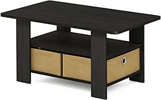 Furinno Andrey Couchtisch mit Abfalleimer, Dunkles Espresso/Braun