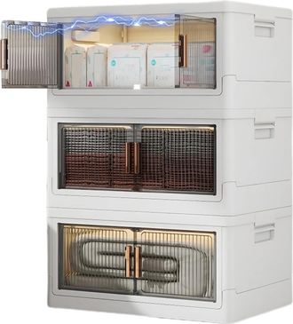 Generic Faltbare Aufbewahrungsbeh&auml;lter - Vielseitig stapelbare Aufbewahrungsbeh&auml;lter | Sichtbare Aufbewahrungsbeh&auml;lter mit Deckel und T&uuml;ren f&uuml;r den Schlafsaal