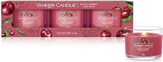 Yankee Candle Company Duftkerzen-Geschenkset | Votivkerzen mit Black Cherry | Soja-Wachs-Mix | 3 Teile