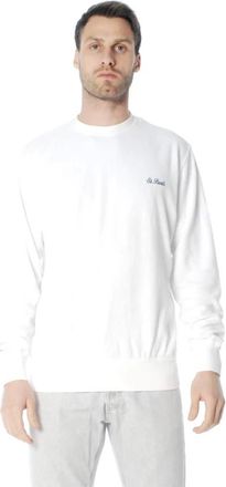 MC2 Saint Barth Homme, Sweatshirts et sweats &agrave; capuche, Blanc, Taille: S Felpa girocollo in spugna di cotone ricamo