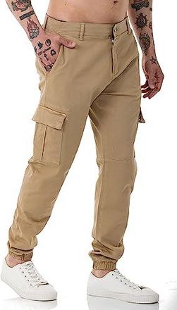 Red Bridge Redbridge Pantalon de jogging en denim pour homme - Pantalon cargo coloré - Coupe étroite, sable, 29W x 32L