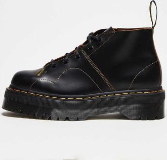 Dr. Martens Dr. Martens - Quad Church - Bottines unisexes en cuir Vintage Smooth avec 5 paires doeillets - Noir