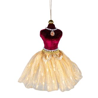 Shatchi Burgunderrot und Gold Ballerina Kostüm Figur 15 cm - Weihnachtsbaum hängende Dekorationen Festliche dekorative Ornamente Märchen Thema Weihnachtsbaum 