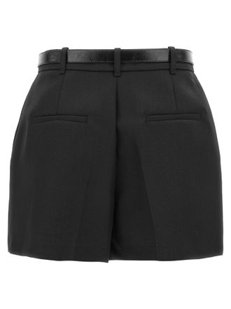 Elisabetta Franchi Belted Virgin Wool Shorts - Black