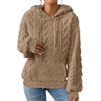 Generic Sweat à capuche à manches longues pour femme - Pull doux pour femme - Pull dautomne solide pour femme - Vêtements de sport et de yoga, café, M