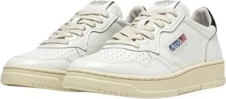 Autry Low-Top Sneaker - Medalist Low Sneakers In White, Black Leather - Gr. 37 (EU) - in Beige - für Damen