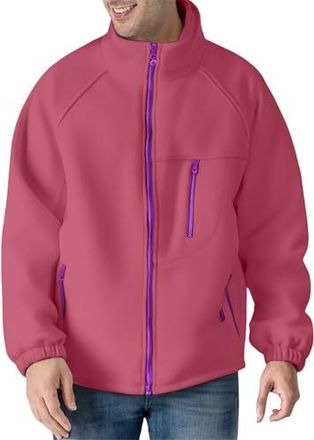 Generic Veste polaire chaude pour homme avec fermeture éclair intégrale - Coupe-vent - Avec fermeture éclair - Cadeau de Noël, Rouge, XXL