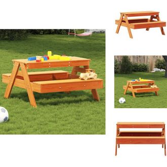 vidaXL Table de pique-nique pour enfants cire marron bois massif pin - Table De Pique-nique - Mobilier De Jardin - Table Enfant - Jeu Ext&eacute;rieur - Jardin