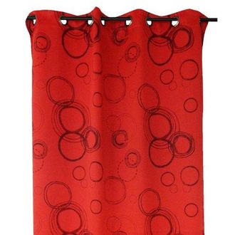 HOME MAISON Homemaison HM69851182 Verdunkelungs-Vorhang, Bedruckt mit Kreisen, 140 x 260 cm, Rot