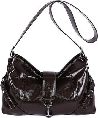 Generic Sac &agrave; bandouli&egrave;re polyvalent en cuir synth&eacute;tique de couleur unie, sac &agrave; bandouli&egrave;re r&eacute;tro, grande capacit&eacute;, sac &agrave; bandouli&egrave;re &eacute;l&eacute;gant, sac de soir&eacute;e s