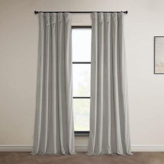 Half Price Drapes Heritage-Samtvorhänge in Plüschqualität, Raumverdunkelungsvorhänge für Schlafzimmer und Wohnzimmer, 127 x 213,4 cm (B x L), 1 Vorhang, Stadtgrau