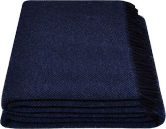 Zoeppritz Must Relax-Decke - Wolldecke - hochwertiges Plaid aus reiner Schurwolle mit Fransen - 130x190 cm - 590 navy - von zoeppritz since 1828
