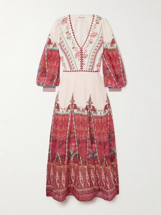 Emporio Sirenuse + Net Sustain Adelaide Maxikleid Aus Bedrucktem Baumwoll-voile - Rot