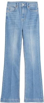 Marks and Spencer Jean Taille Haute Coupe Slim et &eacute;vas&eacute;e, pliss&eacute; sur Le Devant Indigo Clair Femmes UK 10 (EU 38)