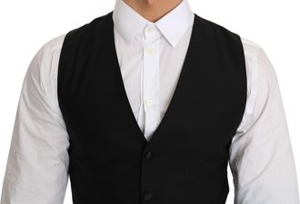 Dolce & Gabbana Mens Black Wool Dress Waistcoat