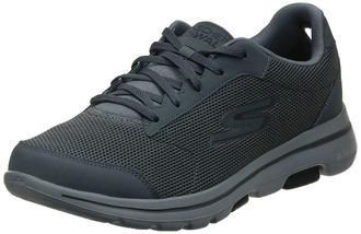 Skechers Herren Gowalk 5 Demitasse - Strukturierter Strick-schnürschuh, Laufschuh, Sneaker, Dunkelgrau/Schwarz 2, 41 EU X-Weit