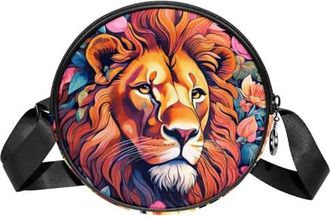 Generic Sac &agrave; bandouli&egrave;re rond pour femme, petit sac &agrave; bandouli&egrave;re avec fermeture &eacute;clair, bretelles r&eacute;glables, sac &agrave; main rond d&eacute;contract&eacute; pour femmes et fill