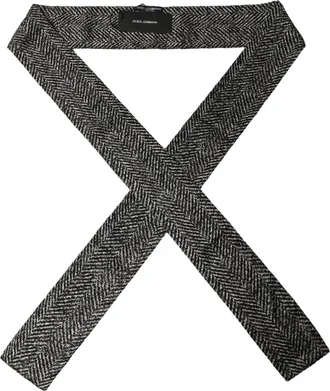 Dolce & Gabbana Herringbone Tweed Silk Scarf - Black