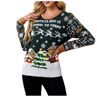 Generic PullDe Noel Femme Chaud,Pullover Femme Confortable à Motifs Flocons De Neige Et pour Saisons Automne Hiver ÉLéGant
