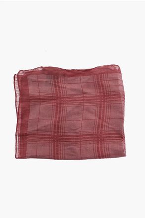 Corneliani Plaid Motif Linen and Silk Pocket Square size Unica