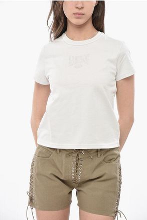 Alexander Wang Crew-Neck Cotton T-Shirt with Printed Logo size Xs