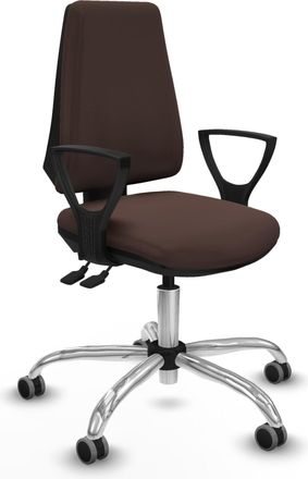 Piqueras y Crespo Office Elche Stuhl mit festen Armlehnen, ausgestattet mit Asincro und Schneideschaum, 65 mm Rollen, Parkett, Dunkelbraun