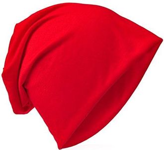 Miobo Slouch Beanie Bonnet long Couleur unie Homme Femme, rouge, taille unique