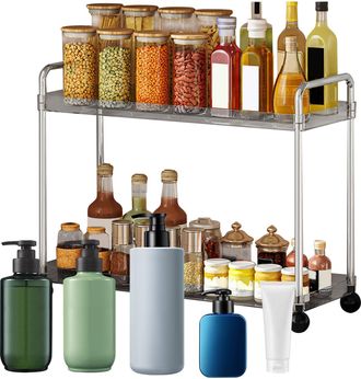 Generic Vanity Organizer Arbeitsplatte - 2-Etagen Küchenregal | Platzsparender Vanity-Organizer Für Make-up-Station Schreibtisch Unter Waschbecken Studentenwo