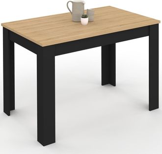 IDMarket Rechteckiger Esstisch ROZY 6 Personen schwarz Buchenholzplatte 110 cm