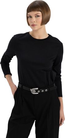 DeFacto Damen Langarmshirts - Longsleeve Blusen für Damen Regular Fit Crew Neck