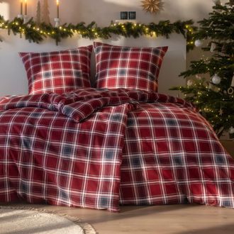 ESTELLA Flanell Winter Bettw&auml;sche Set Flausch Bettgarnitur | 100% Baumwolle | Deutsche Markenqualit&auml;t | 155x220 cm + 80x80 cm | Design 10