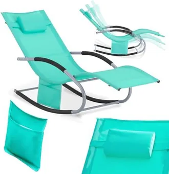 SoBuy Chaise Longue Transat Pliable Jardin Fer - Bain de Soleil Ergonomique à Bascule Relax - Fauteuil Extérieur Confortable Plage pour Terrasse Balcon Camp