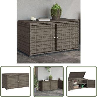 vidaXL The Living Store - Gartenschrank Grau 110x55x60,5 cm Poly Rattan - Outdoor-Schrank - Gartenschrank - Stauraum - Gartenorganisation - Wetterfest