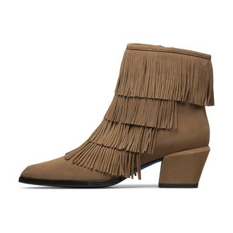 Loriblu Fransen-Stiefeletten im Texaner-Stil aus Wildleder - - Shoes - Damen - Braun - 35 EU