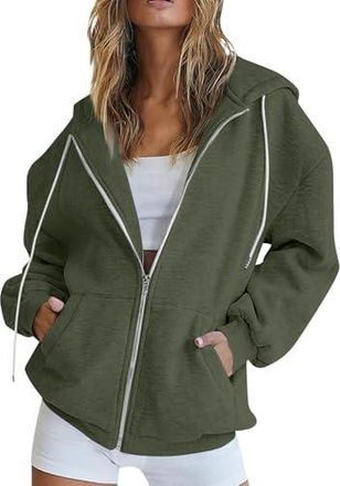 Generic Sweat Zipp&eacute; Femme Automne et Hiver Chaud Sweatshirt &agrave; Capuche pour Femmes Hoodies Veste de Sport Chic et &eacute;l&eacute;gant D&eacute;contract&eacute; Sweat avec Poches Vert fo