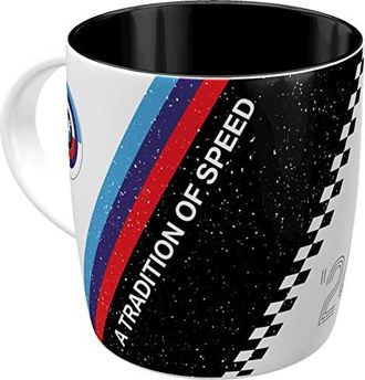 Nostalgic Art Retro Kaffeebecher, 330 ml, BMW Motorsport - Tradition Of Speed - Geschenk-Idee für BMW Accessoires Fans, Original Lizenzprodukt (OLP), Keramik-Tasse 