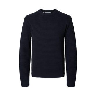 Selected Gestrickter Rundhals-Pullover - - Knitwear - Herren - Blau - S