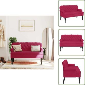 vidaXL The Living Store Sitzbank mit R&uuml;ckenlehne Weinrot 119,5x64,5x75 cm Samt - Samtbank