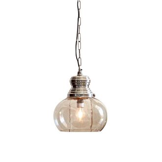 Loberon H&auml;ngelampe Jule, Messing, Glas, H/&Oslash; ca. 36/30 cm, antiksilber/klar